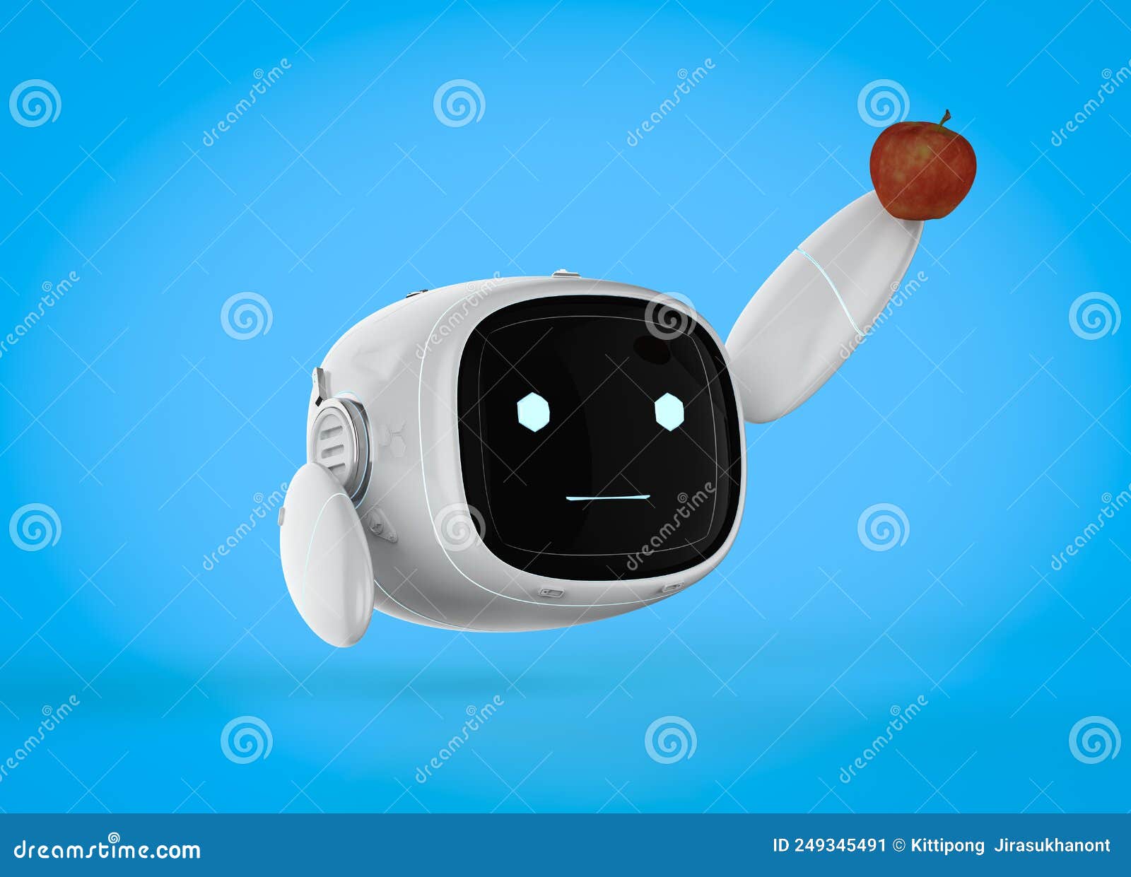 Cute Assistant Artificial Intelligence Robot With Ai Brain Stock ...