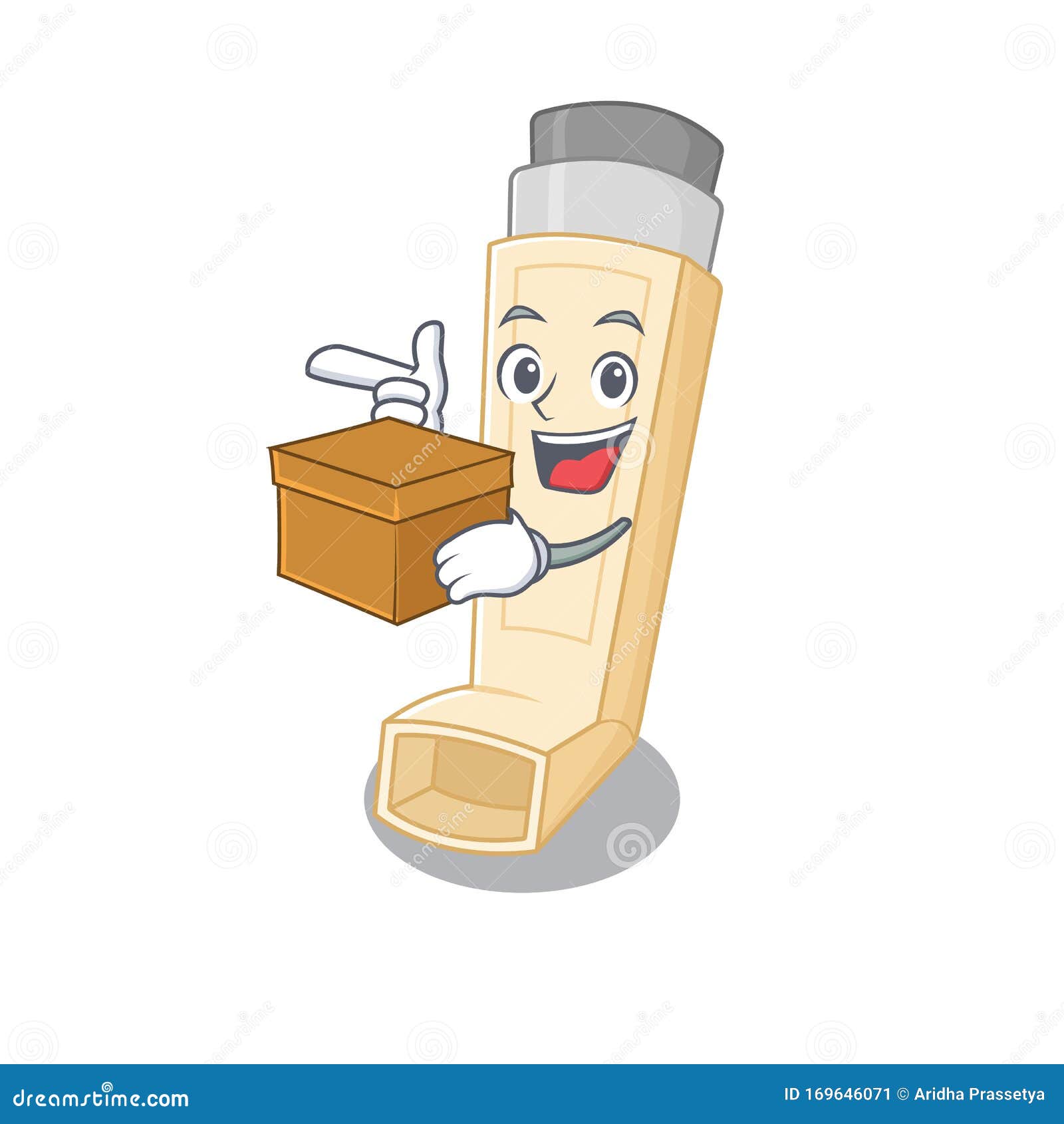 Cute Asthma Inhaler Cartoon Character Having a Box Stock Vector ...
