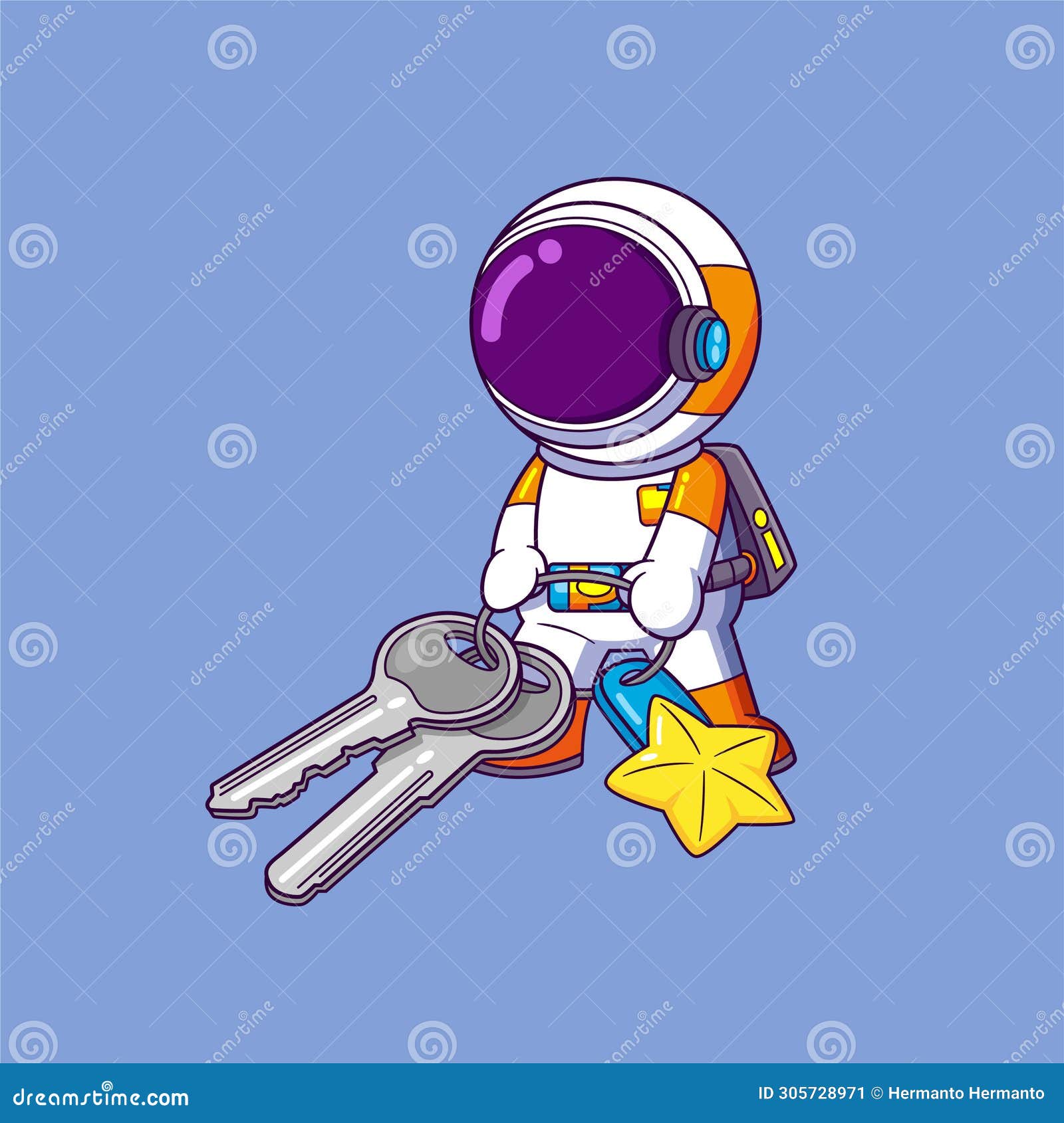 Cute Astronaut Pulling Big Key Stock Vector - Illustration of explorer ...