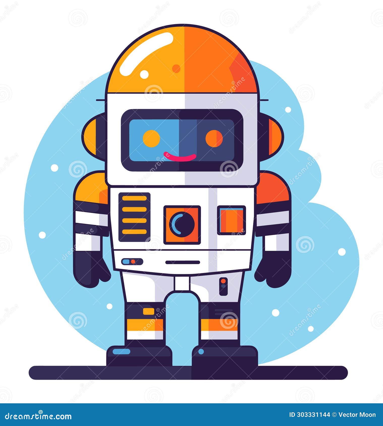 Cute Astronaut Robot with a Smiling Face Screen Standing on a Surface ...