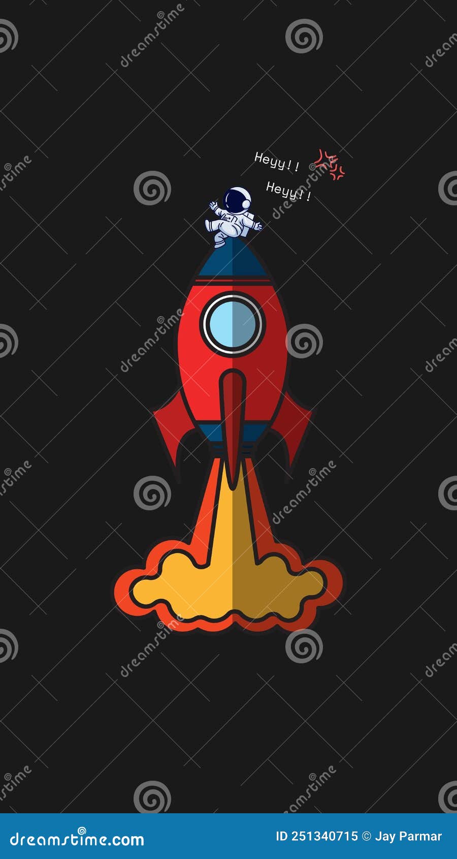 Cute Astronaut Rocket Launcher Phone Wallpaper Stock Illustration ...