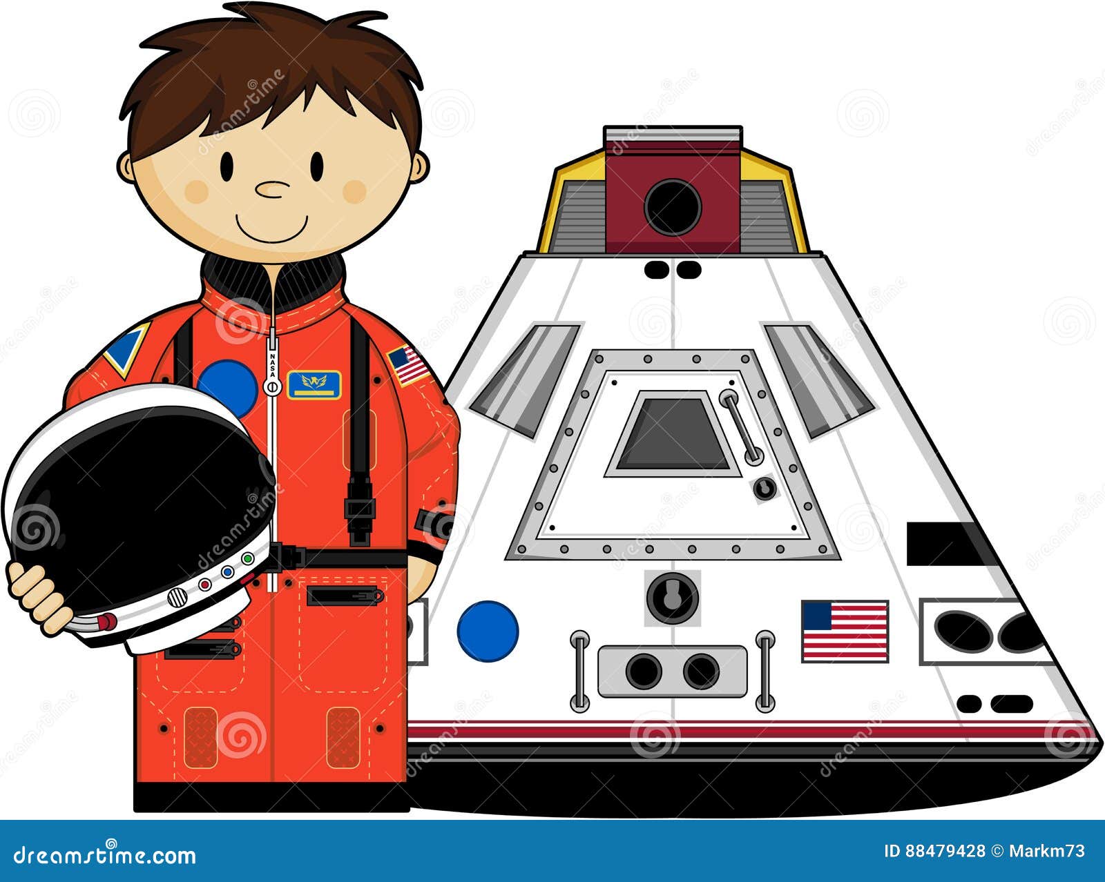 Cute Astronaut and Space Capsule Stock Vector - Illustration of people ...