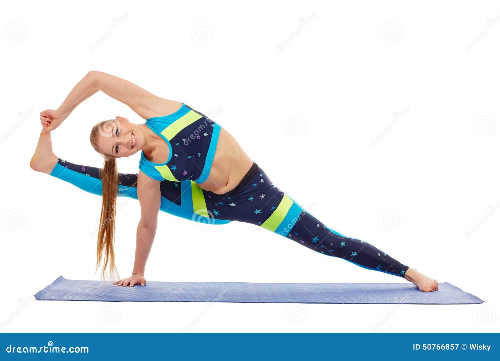 Cute Athlete Doing Difficult Stretching Exercise Stock Image - Image of ...