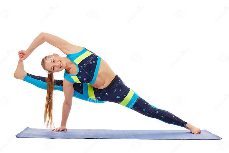 Cute Athlete Doing Difficult Stretching Exercise Stock Image - Image of ...