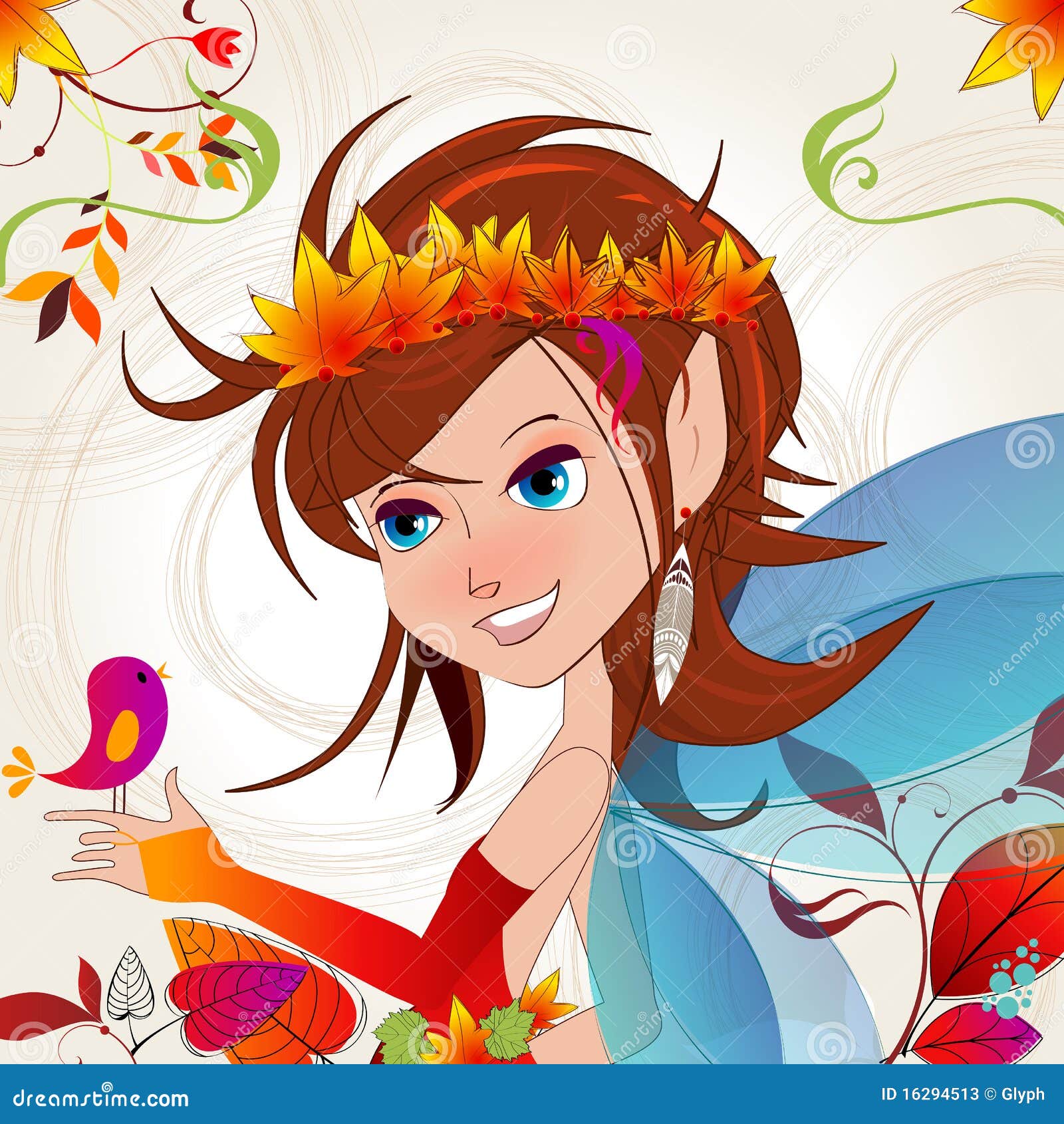 Cute autumn fairy stock vector. Illustration of autumn - 16294513