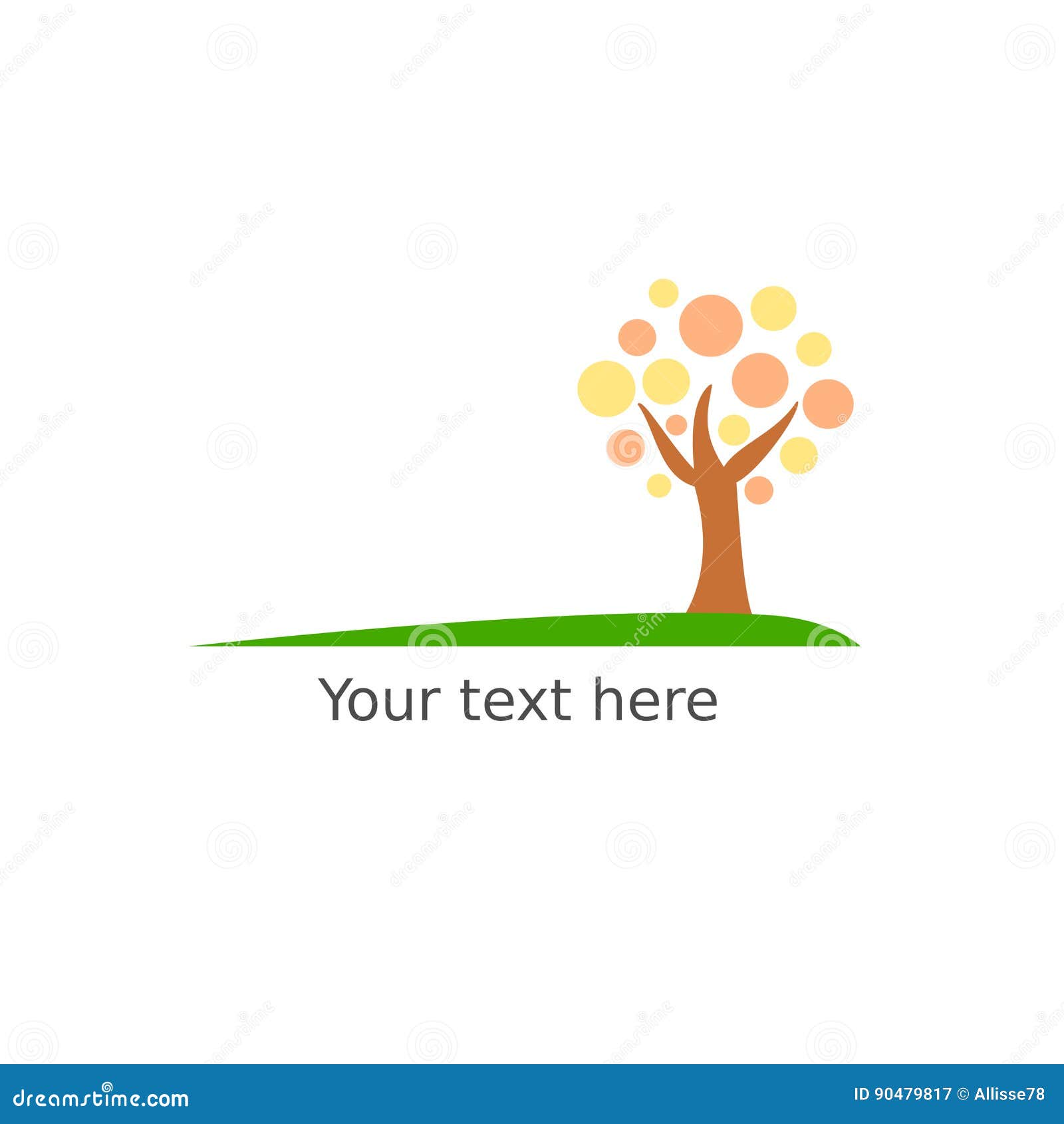 Cute Autumn Fall Tree Logo with Yellow and Orange Circles Illustration ...