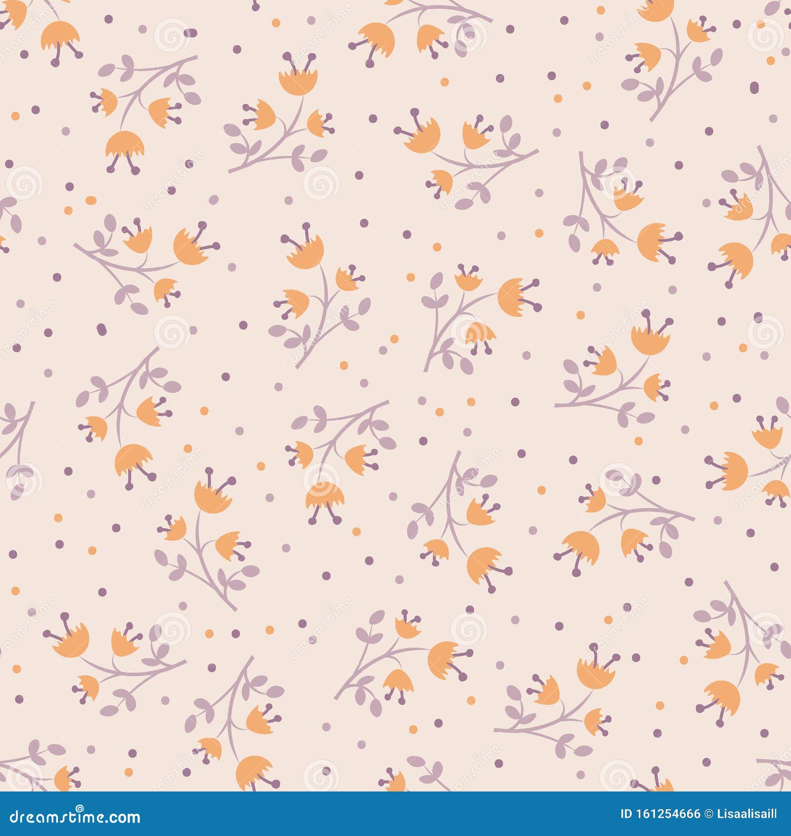 Cute Autumn Flower Seamless Pattern with with Leaves and Blossom. Cute ...