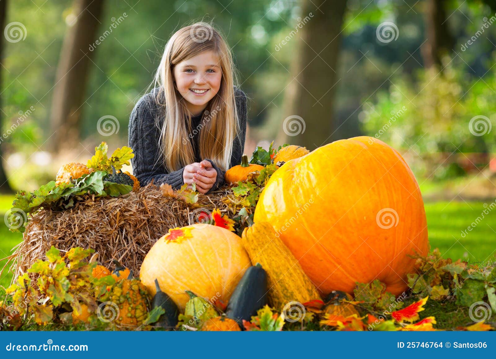 Cute autumn girl smiling stock photo. Image of garden - 25746764
