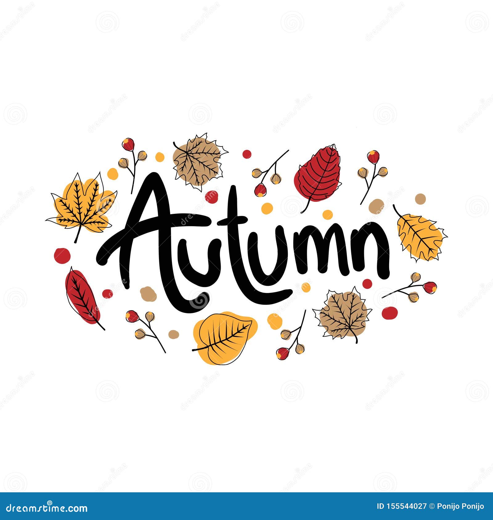 Cute Autumn Text with Dry Leaves Stock Vector - Illustration of poster ...
