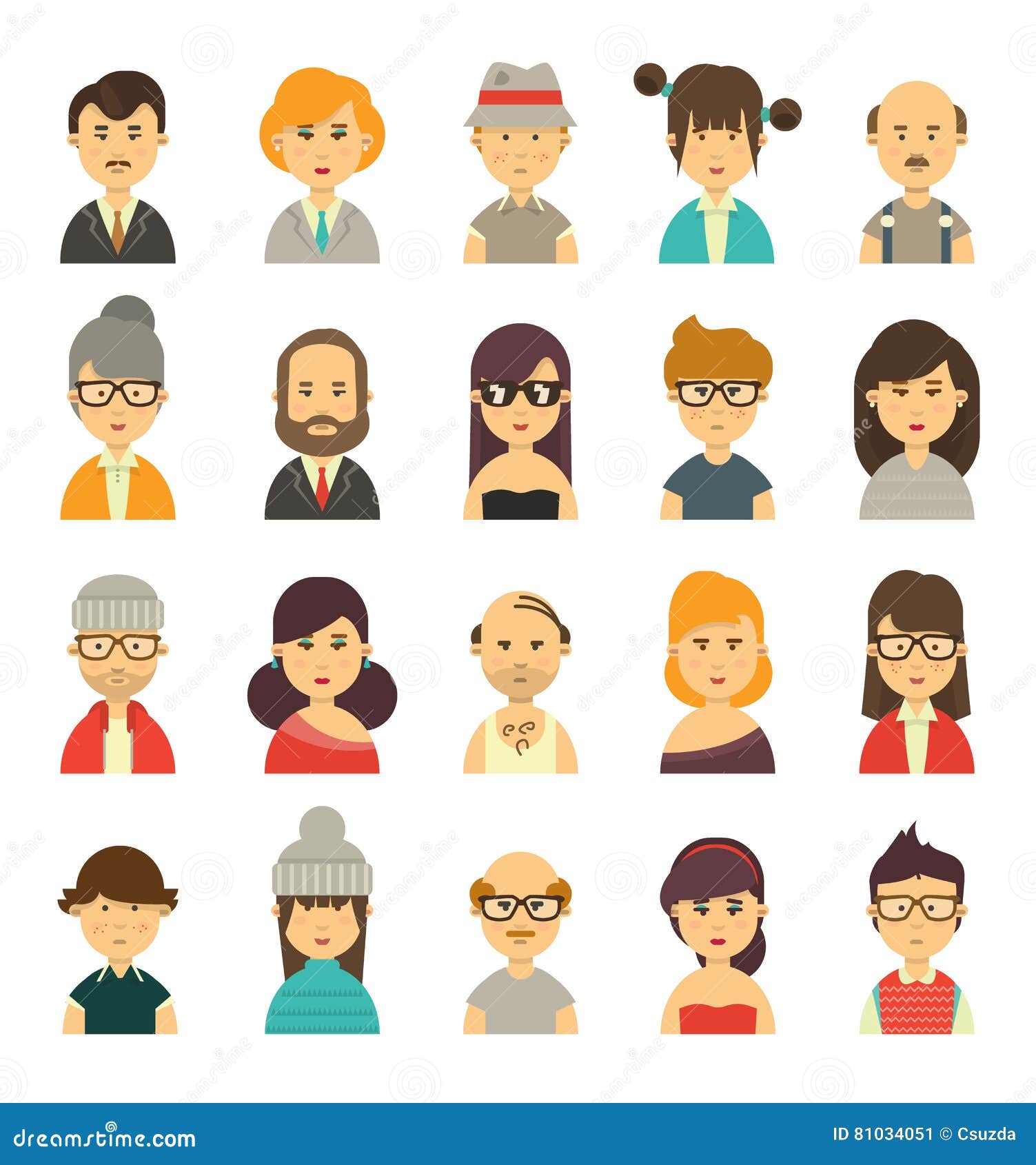 Cute avatars set stock vector. Illustration of employee - 81034051