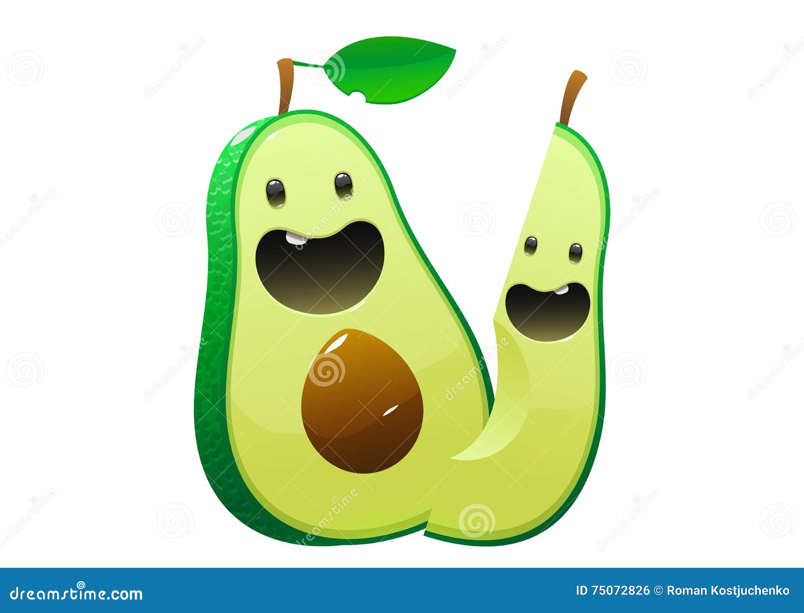 Cute Avocado Character Fun and Happy Stock Vector - Illustration of ...