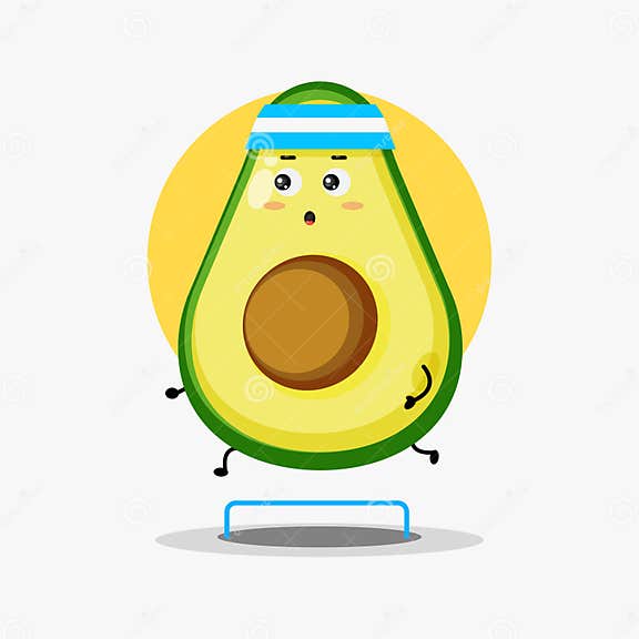 Cute Avocado Character Running Competition Stock Vector - Illustration ...