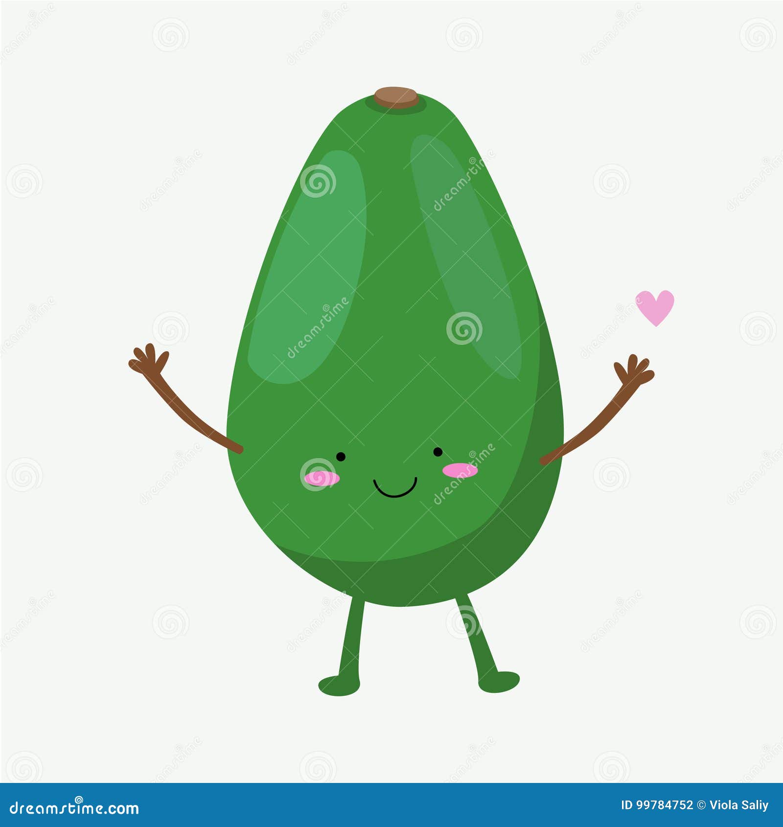Cute Avocado Character With Super Hero Costume And Try To Fly. Fruit ...