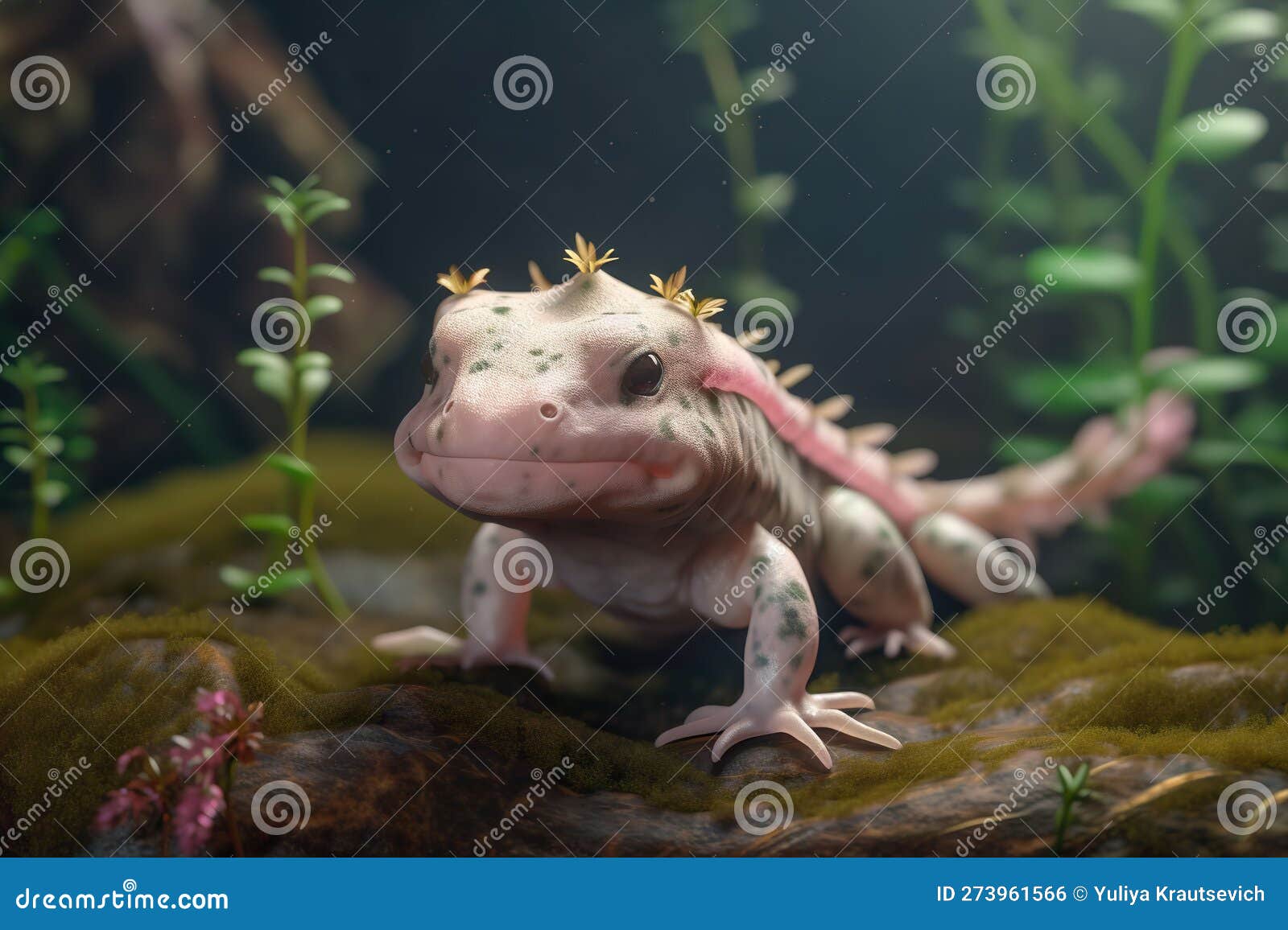 Generative AI Axolotl Ambystoma Mexicanum Under Water In The Aquarium ...