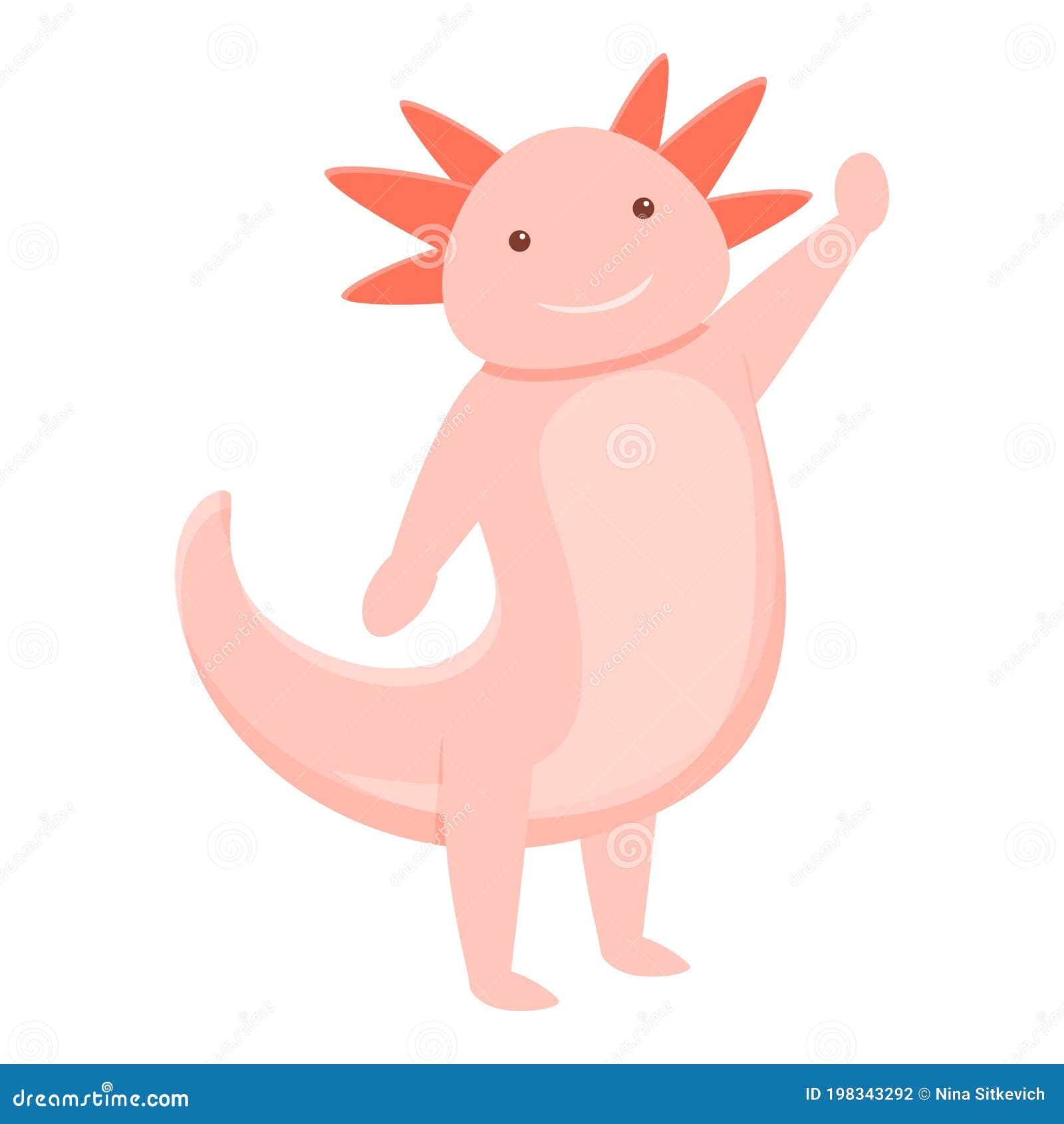 Cute Axolotl Cartoon Dance Posture In Pastel Color, Baby Amphibian ...
