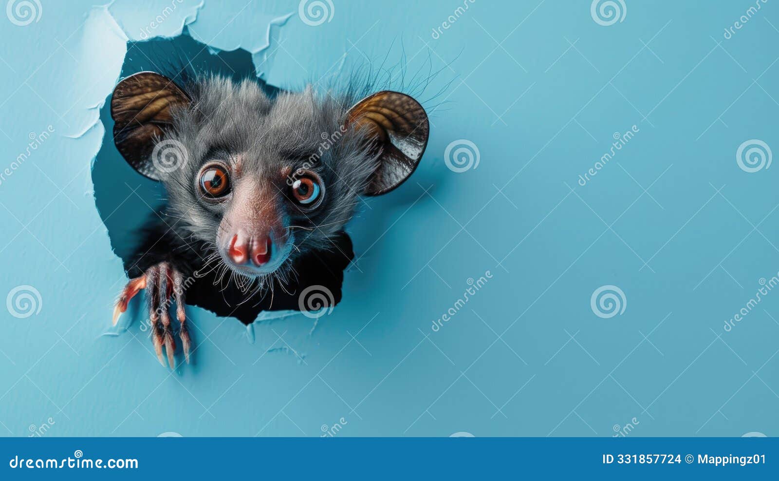 Cute Aye-aye Peeking through a Hole Stock Illustration - Illustration ...