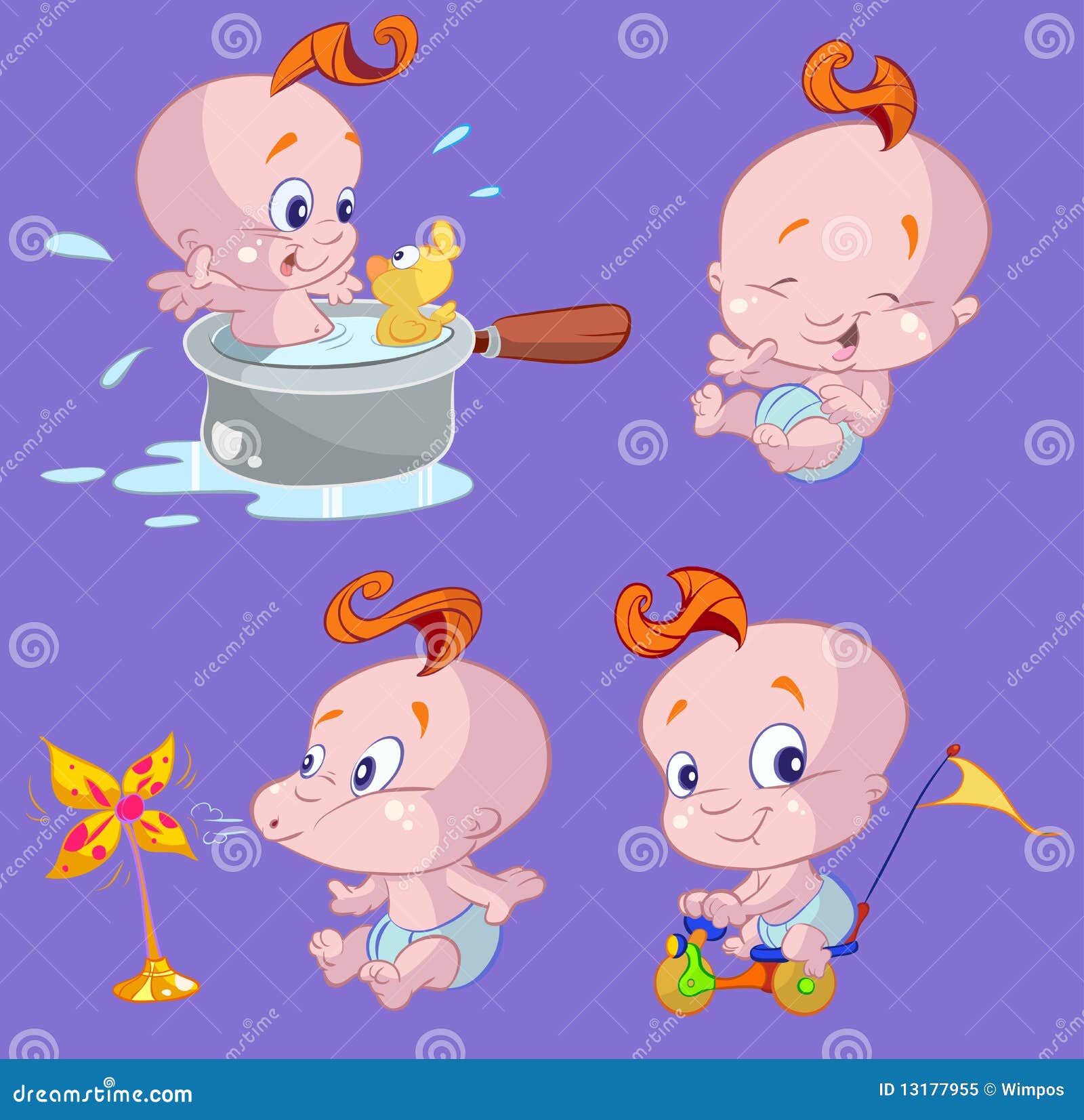 A Set Of 4 Cute Babies Cartoon Vector | CartoonDealer.com #25161211