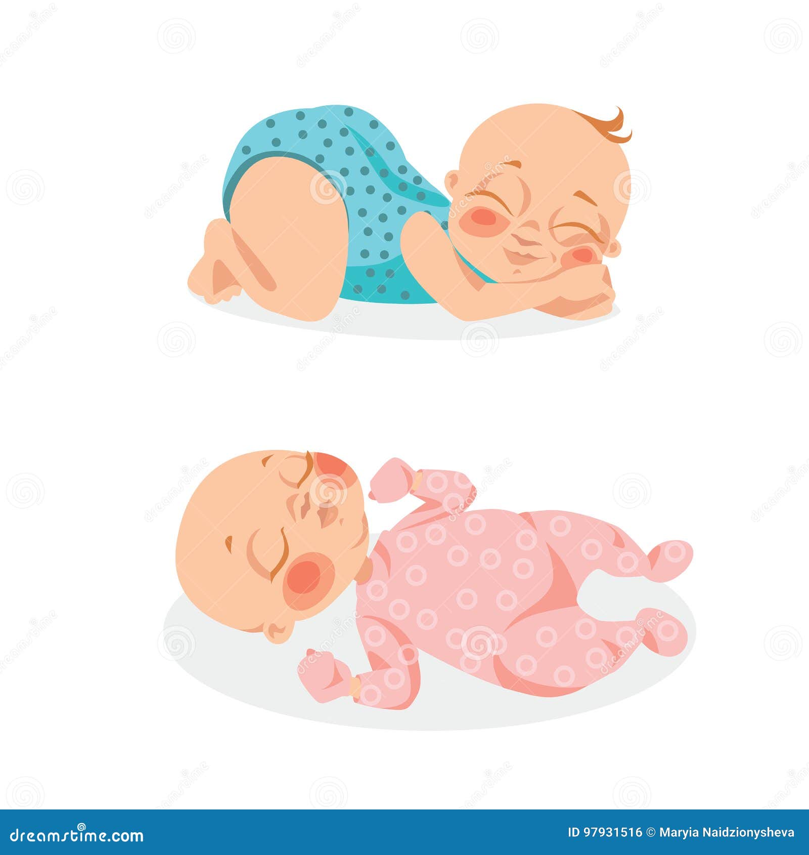 A Set Of 4 Cute Babies Cartoon Vector | CartoonDealer.com #25161211