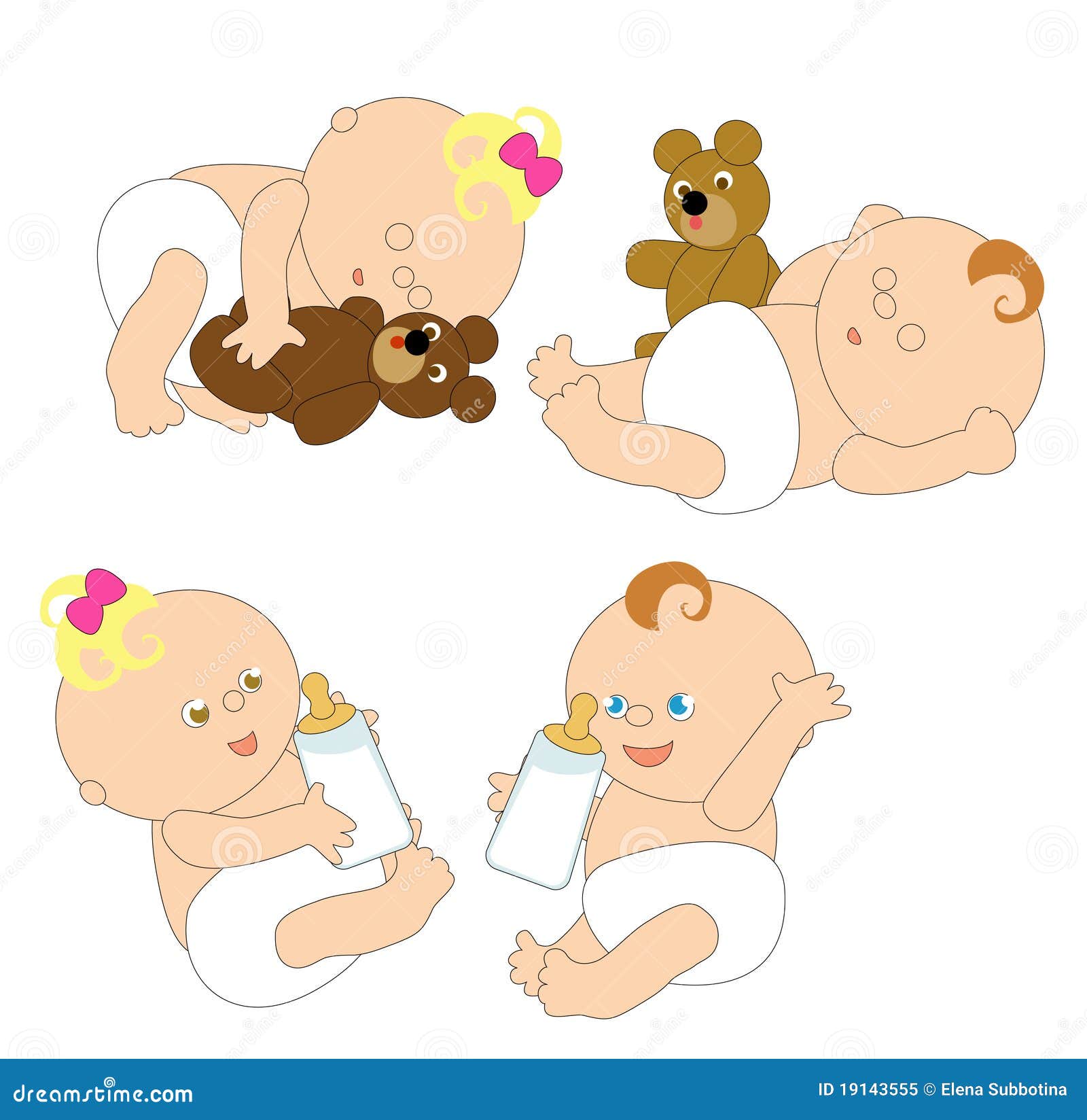 Cute Babies in Different Situations Stock Vector - Illustration of pair ...