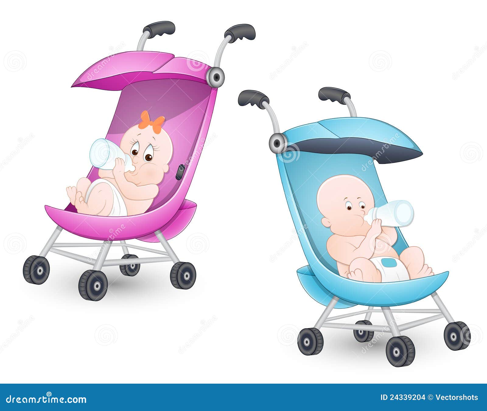 Cute Babies in Stroller stock vector. Illustration of cart - 24339204