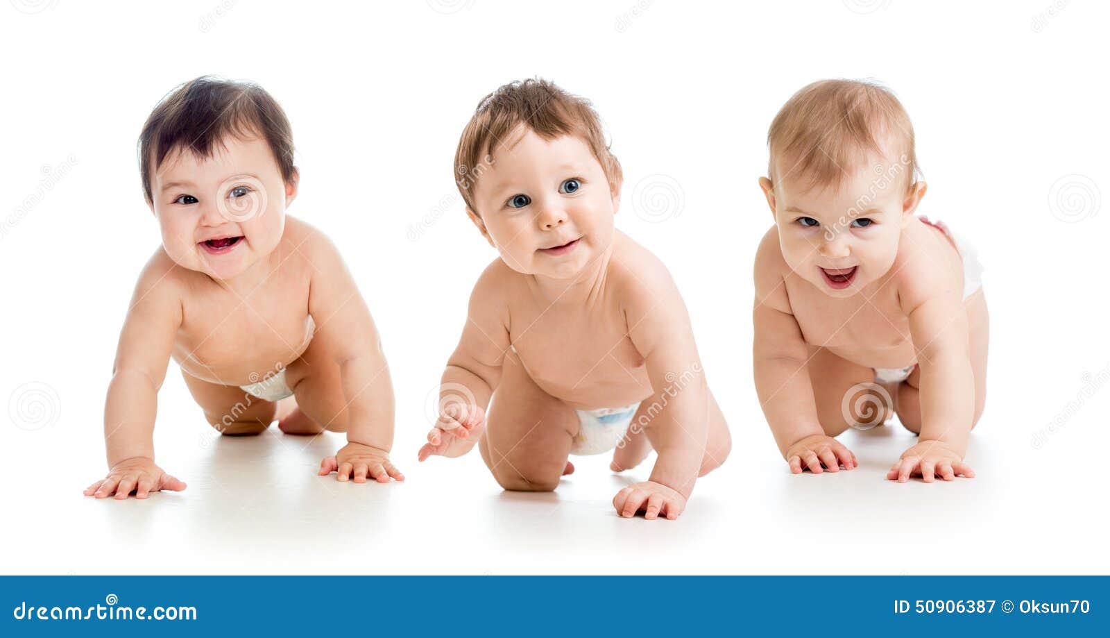 Cute Babies Toddlers Crawling Stock Image - Image of funny, adorable ...