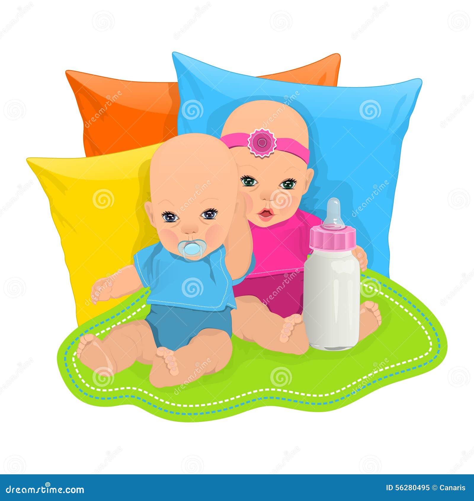 A Set Of 4 Cute Babies Cartoon Vector | CartoonDealer.com #25161211