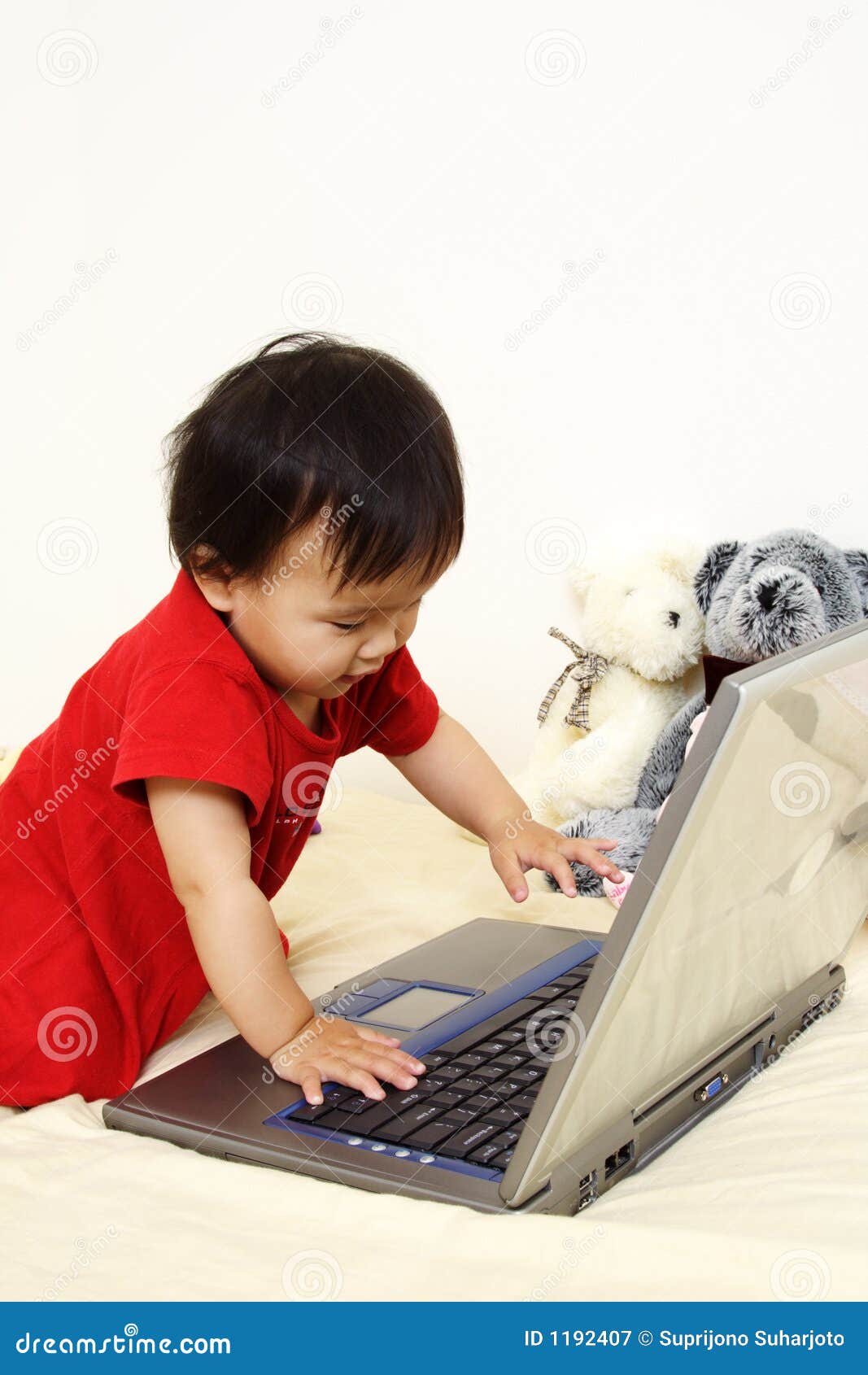 Cute baby stock image. Image of adorable, technology, laptop - 1192407