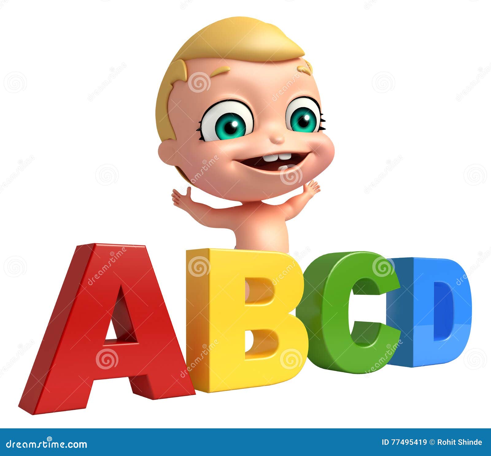 Kid Boy With Abcd Sign Royalty-Free Cartoon | CartoonDealer.com #77498117