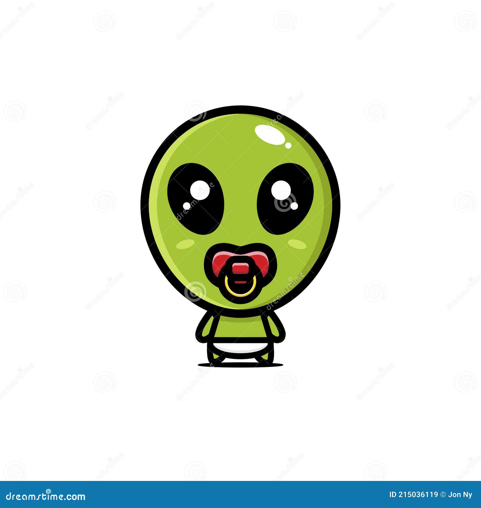 Cute Baby Alien Cartoon Character is Using a Pacifier Stock Vector ...