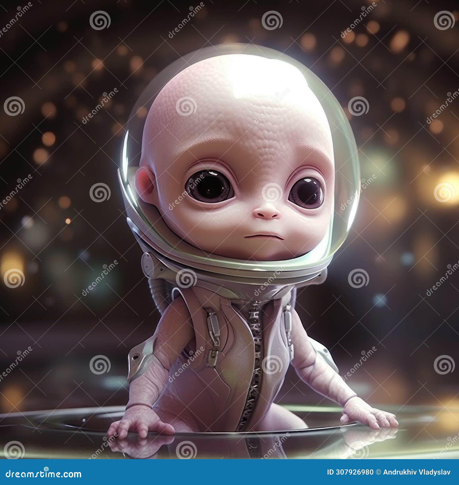 Cute Baby Alien, Fantasy Art Stock Illustration - Illustration of party ...