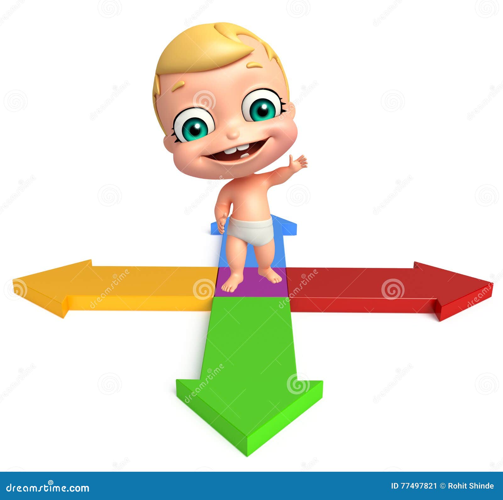 Cute baby with Arrow stock illustration. Illustration of education ...