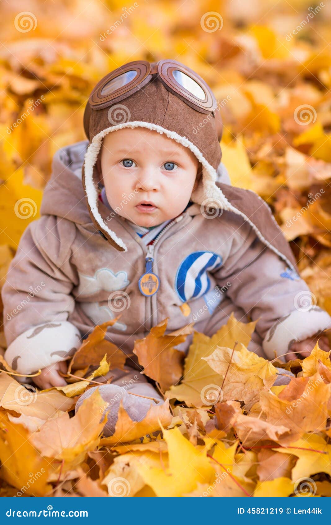 Cute Baby in Autumn Leaves. Stock Image - Image of childhood, park ...