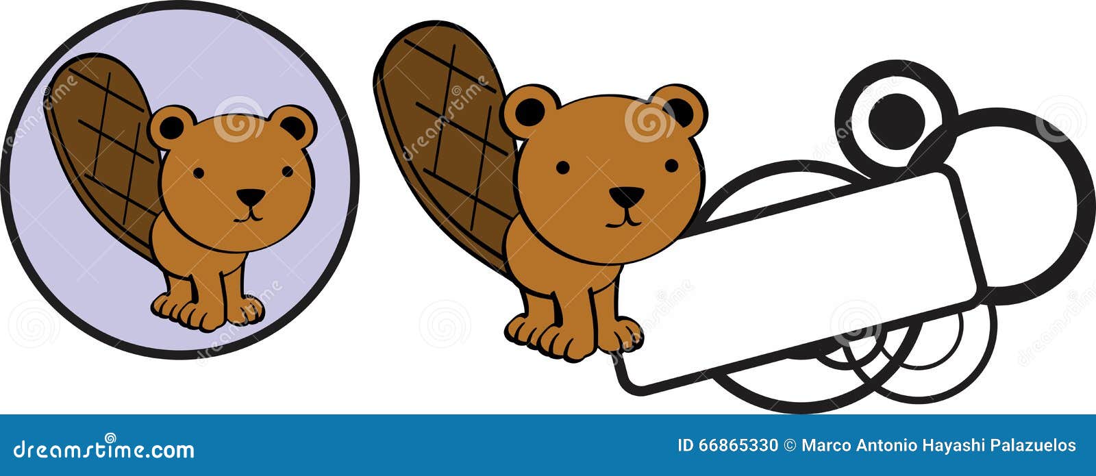 Cute Baby Beaver Cartoon Copyspace Sticker Stock Vector - Illustration ...