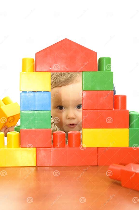 Cute baby with blocks stock photo. Image of young, portrait - 4261018