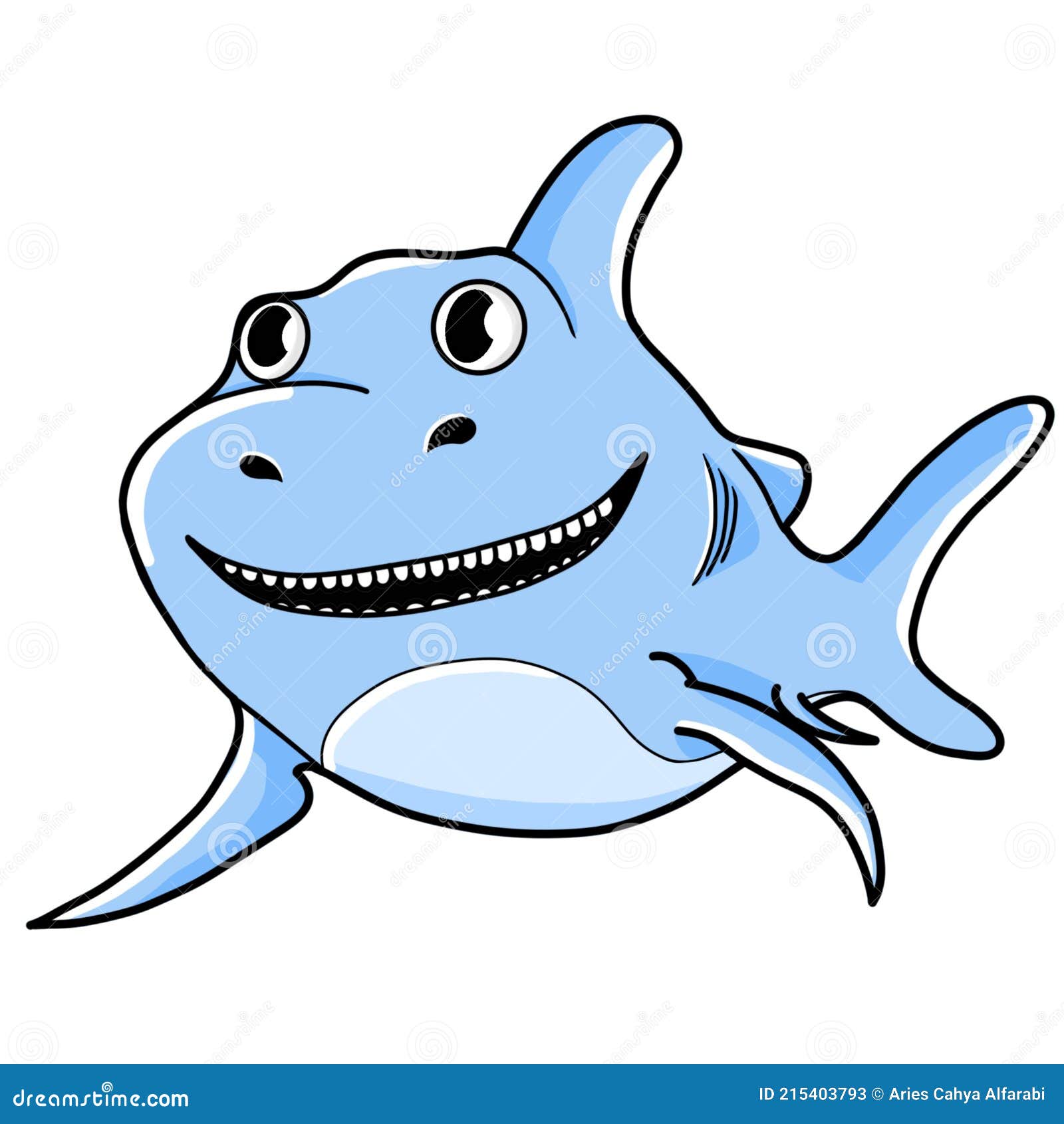 Cute baby blue shark icon stock illustration. Illustration of sketch ...