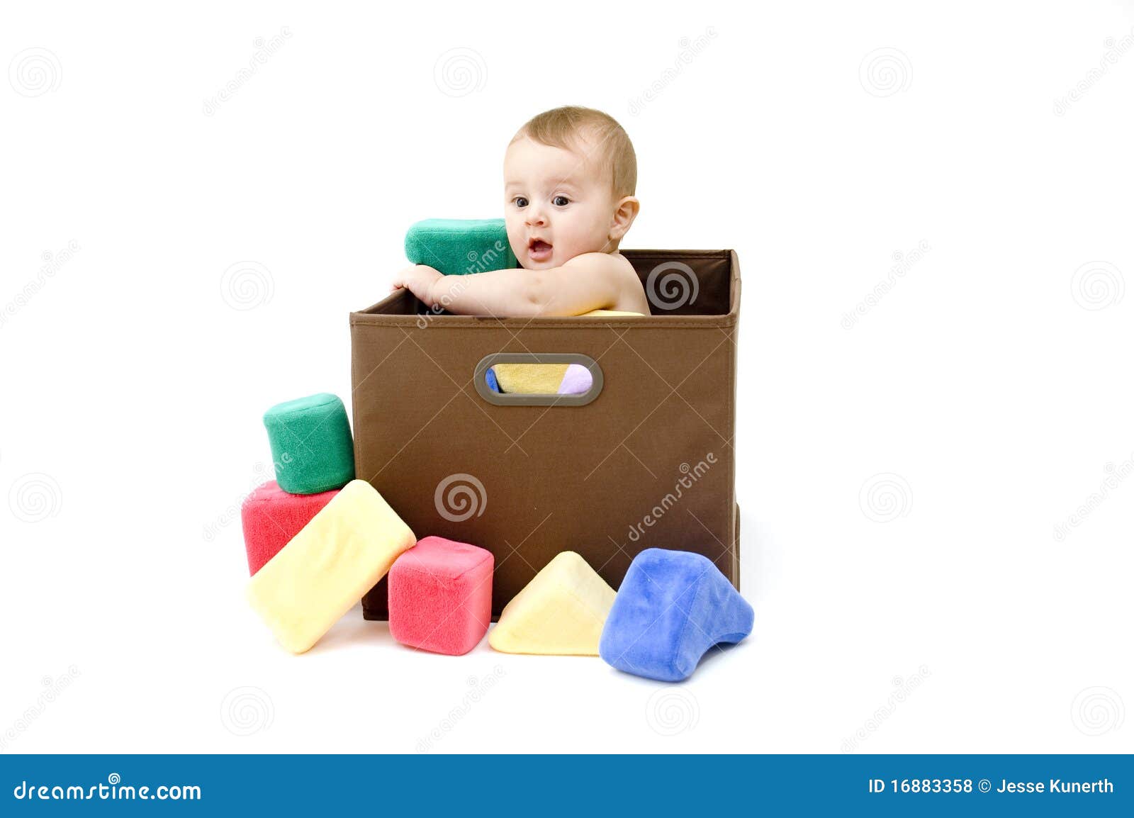 Cute Baby in Box stock photo. Image of green, blue, isolated - 16883358