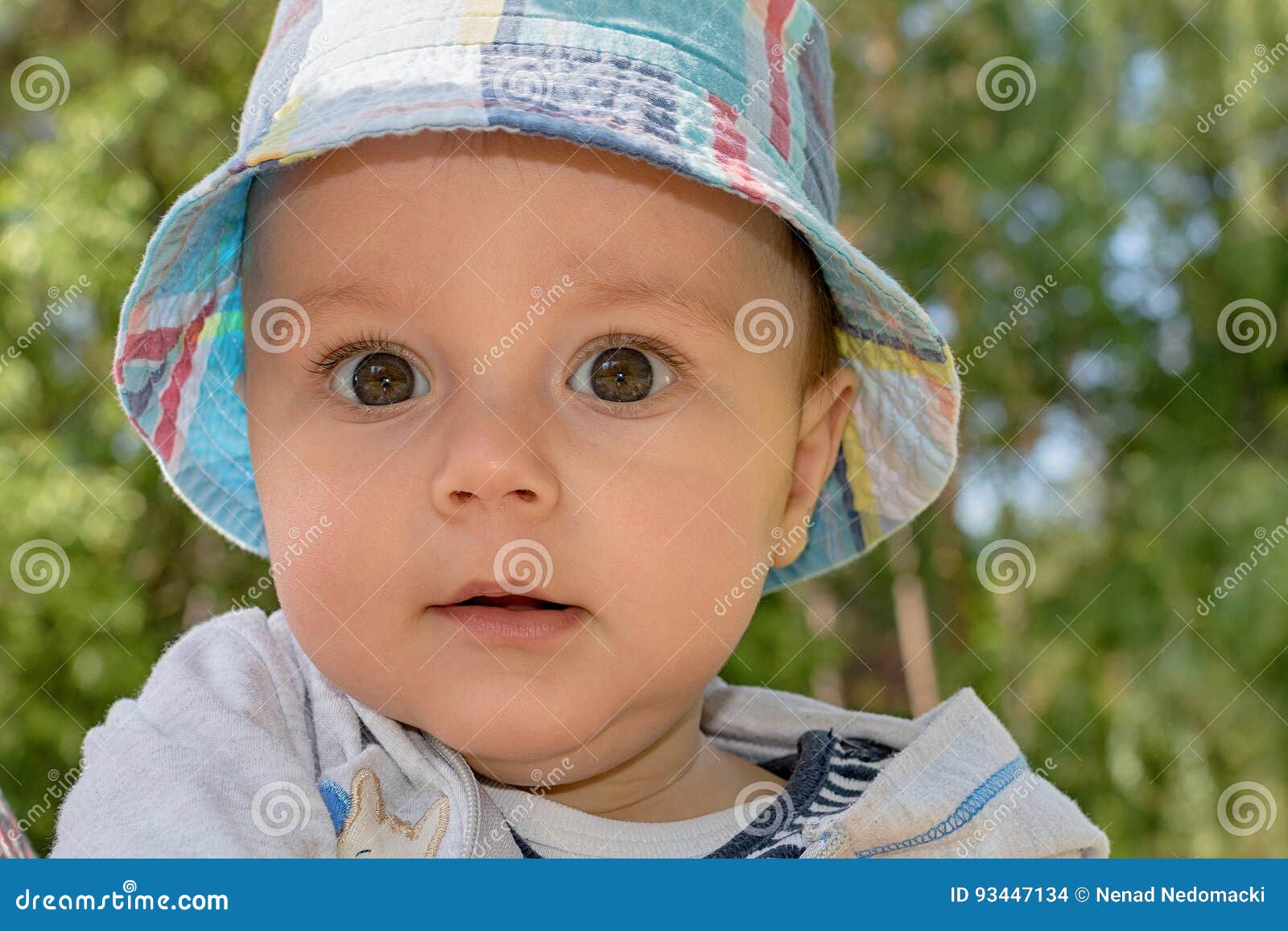 Cute baby boy with cap stock photo. Image of human, expression - 93447134