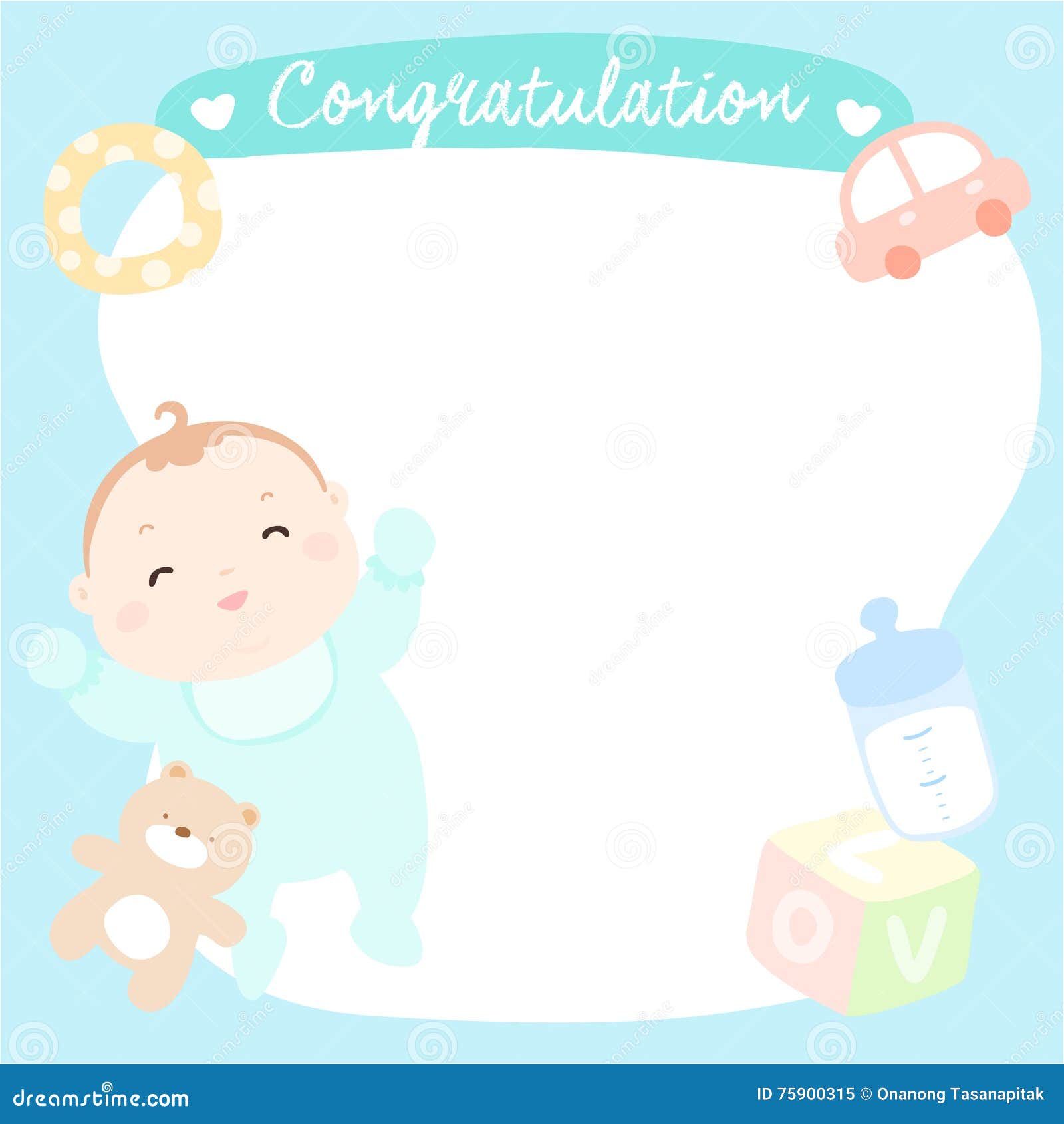 Cute Baby Boy on Empty Greeting Card Stock Vector - Illustration of ...
