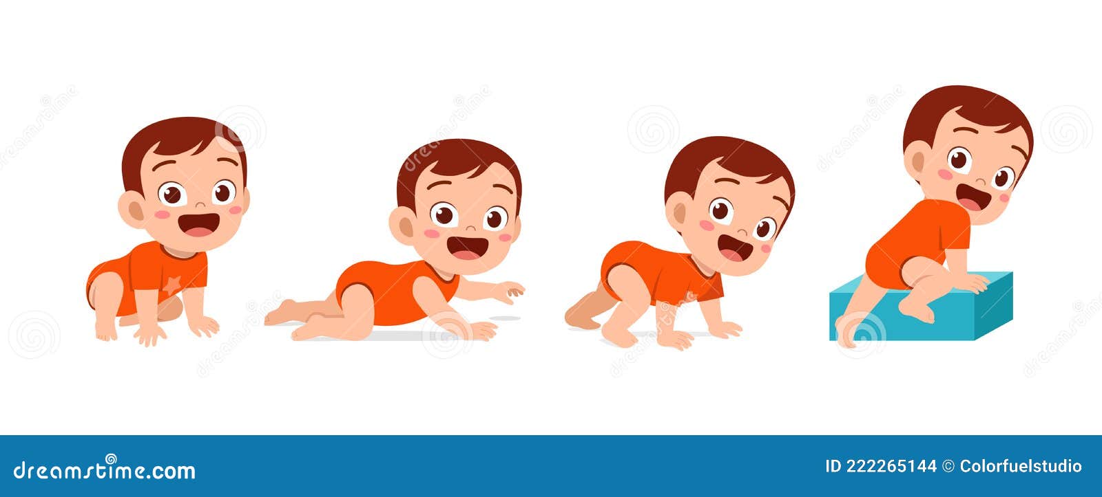 Cute Baby Boy in Growth Cycle Progress Set Stock Vector - Illustration ...