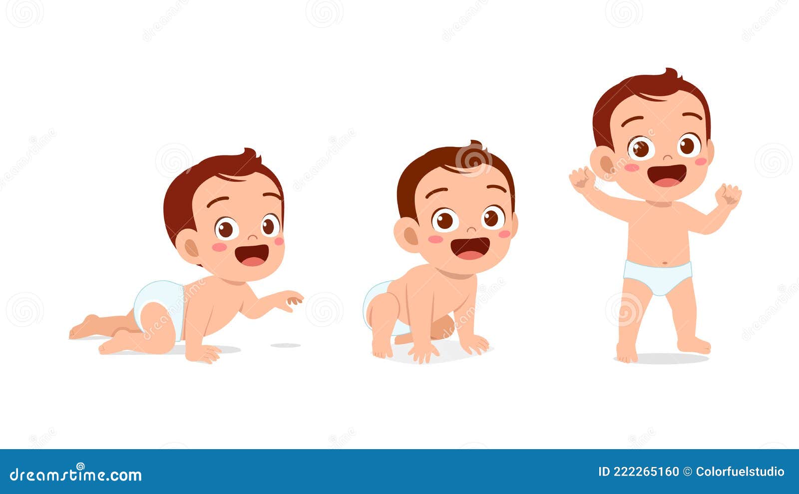 Cute Baby Boy in Growth Cycle Progress Set Stock Vector - Illustration ...