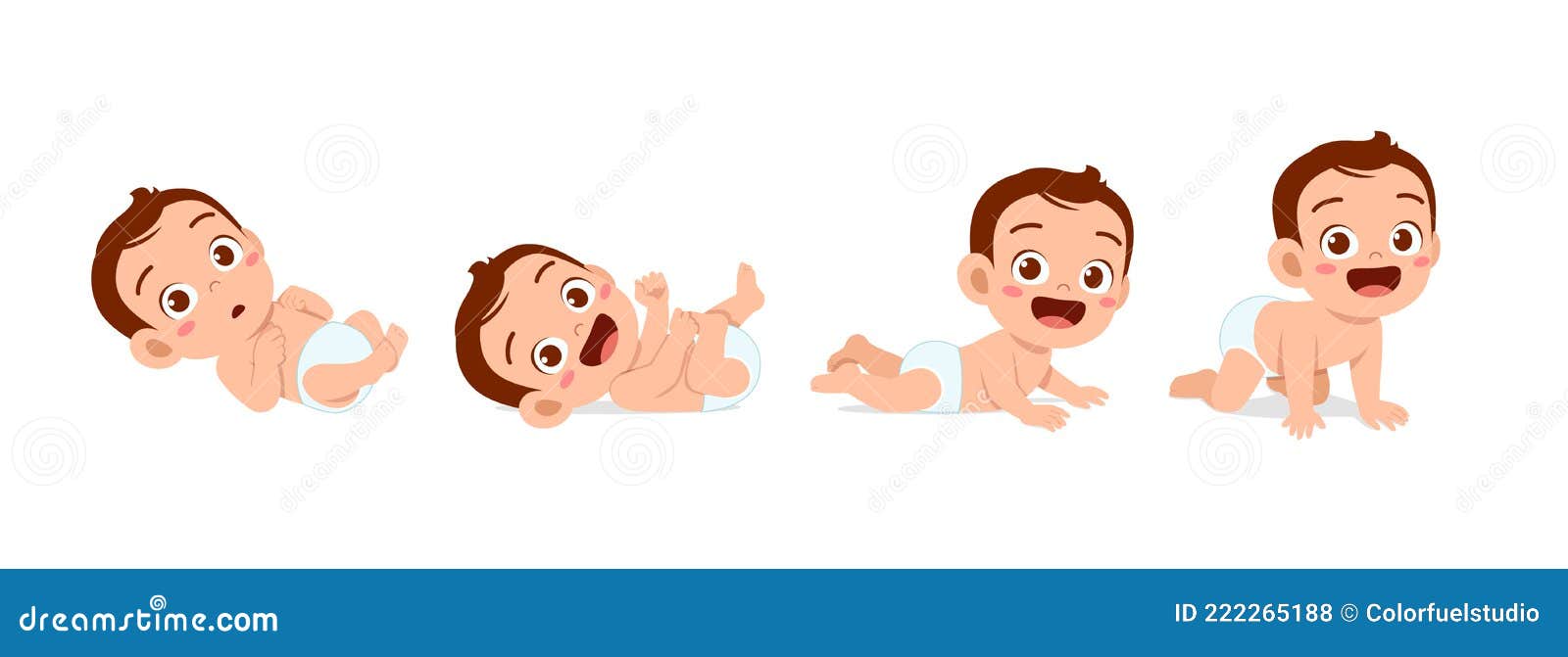 Cute Baby Boy in Growth Cycle Progress Set Stock Vector - Illustration ...