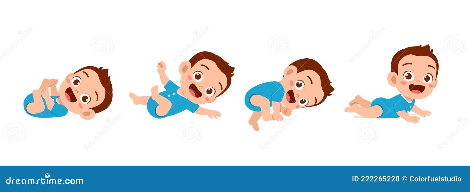 Cute Baby Boy in Growth Cycle Progress Set Stock Vector - Illustration ...