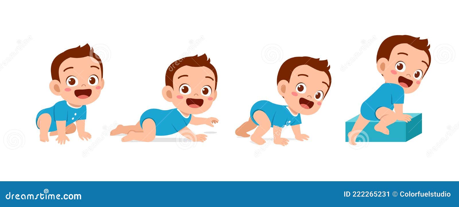 Cute Baby Boy in Growth Cycle Progress Set Stock Vector - Illustration ...