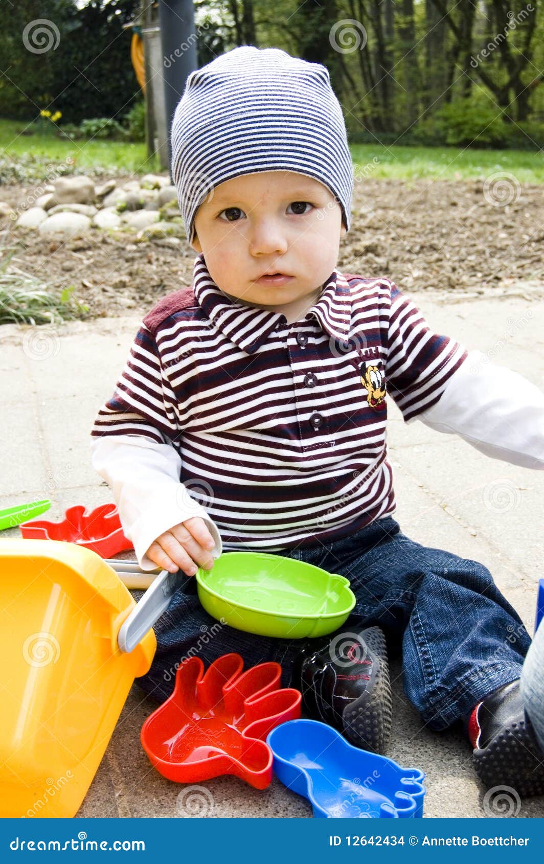 Cute Baby Boy Playing Outdoors Stock Photo - Image of grass, child ...