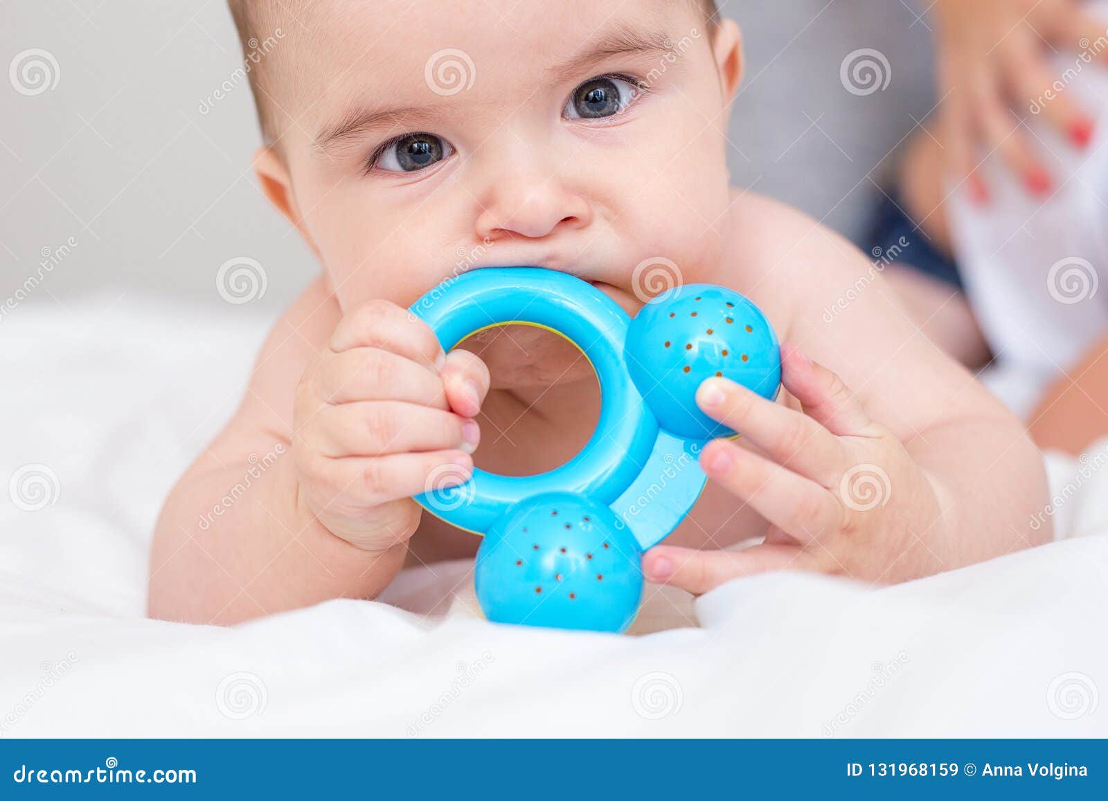 Cute Baby Boy is Playing with Rattle Stock Image - Image of playing ...