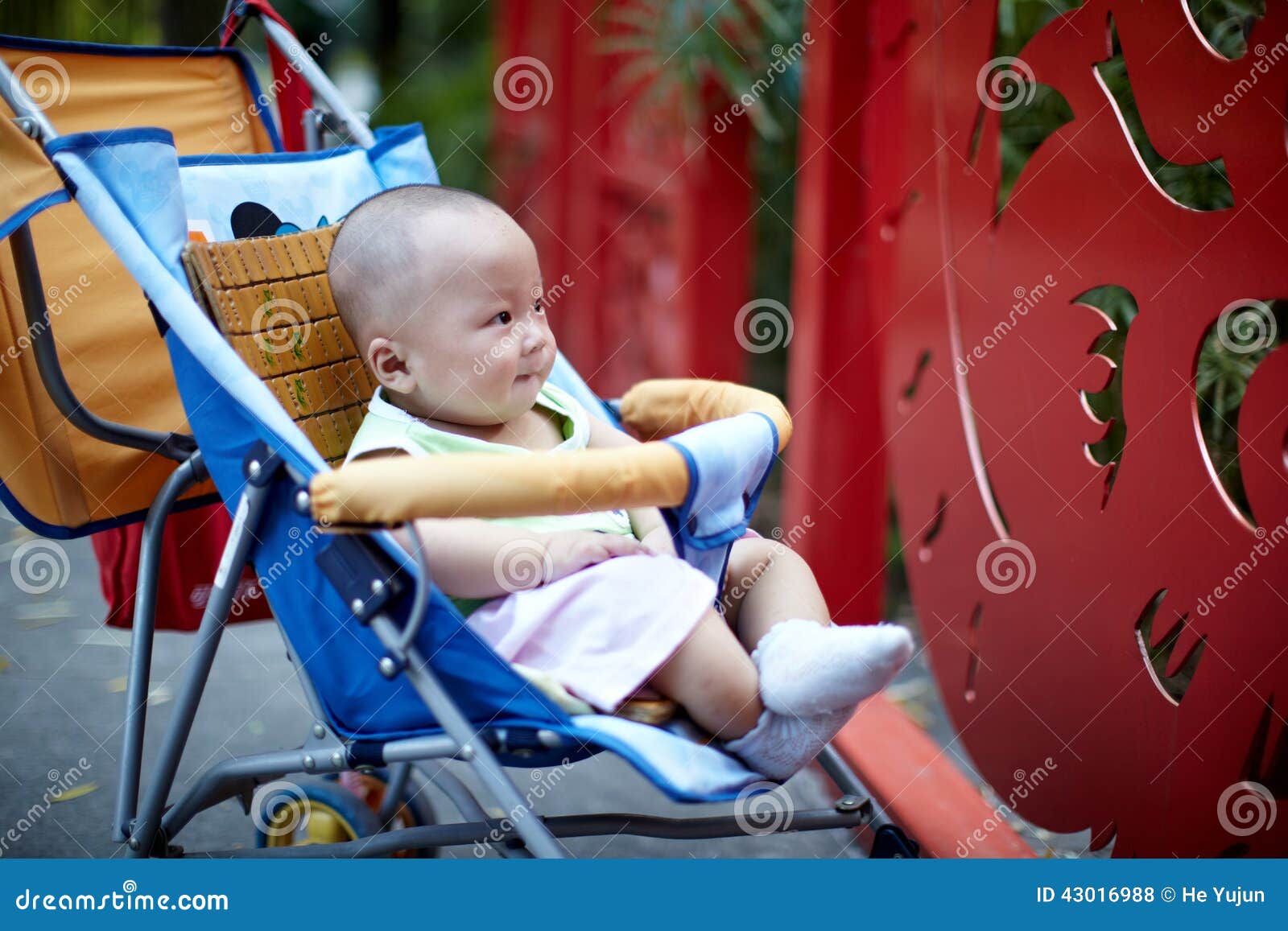 Cute Baby Boy Sitting in Stroller Stock Photo - Image of happy, family ...