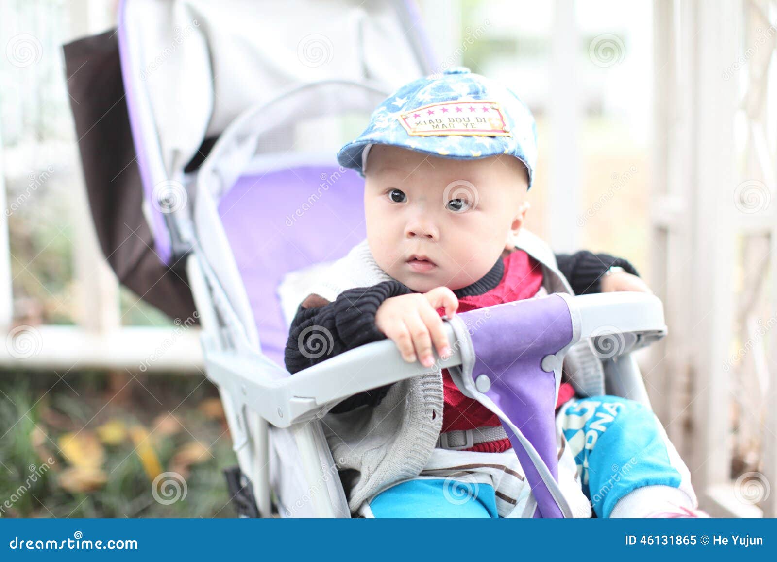 Cute Baby Boy Sitting in Stroller Stock Image - Image of necessity ...