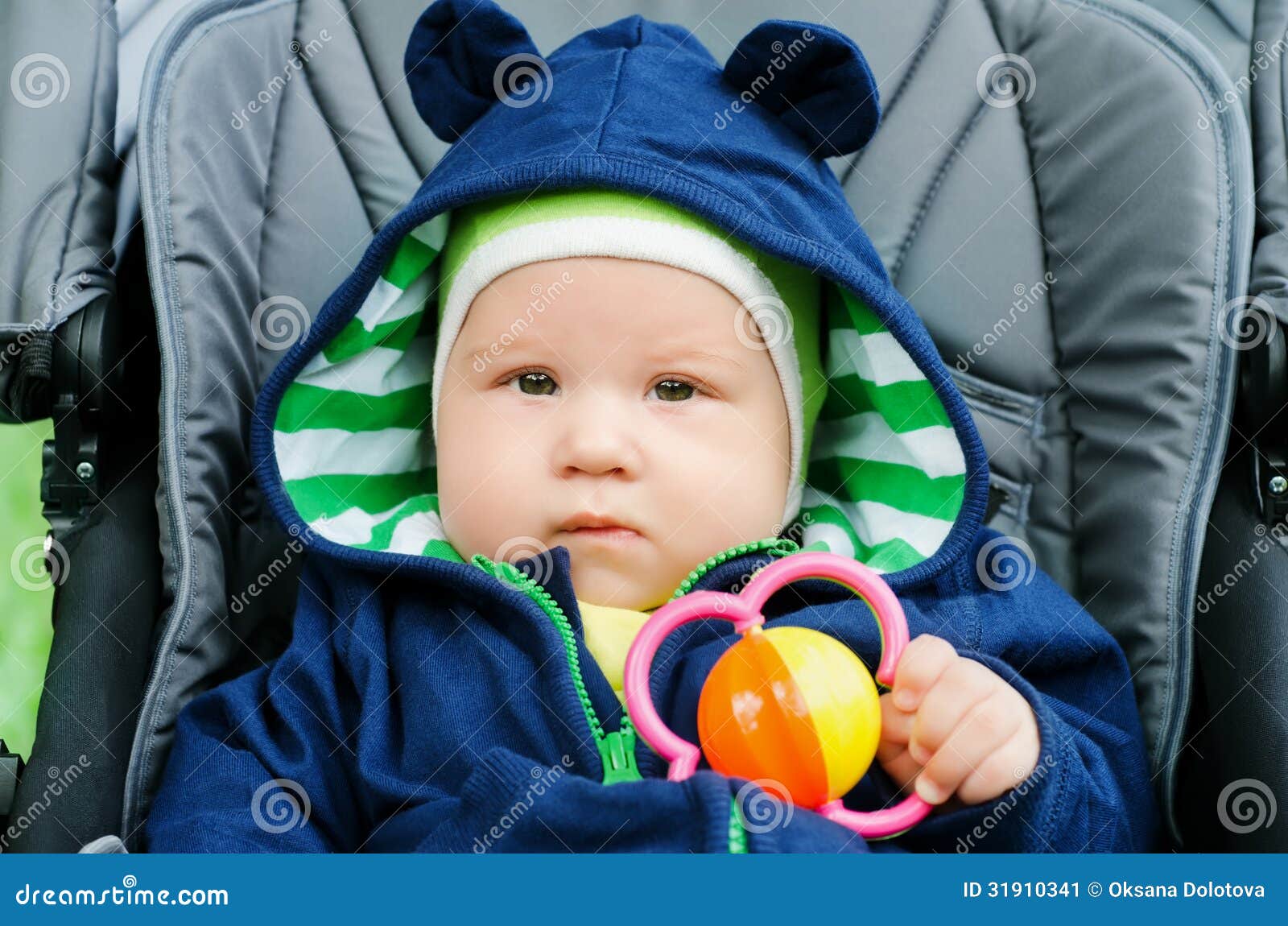 Cute Baby Boy Sitting in the Stroller Stock Image - Image of little ...