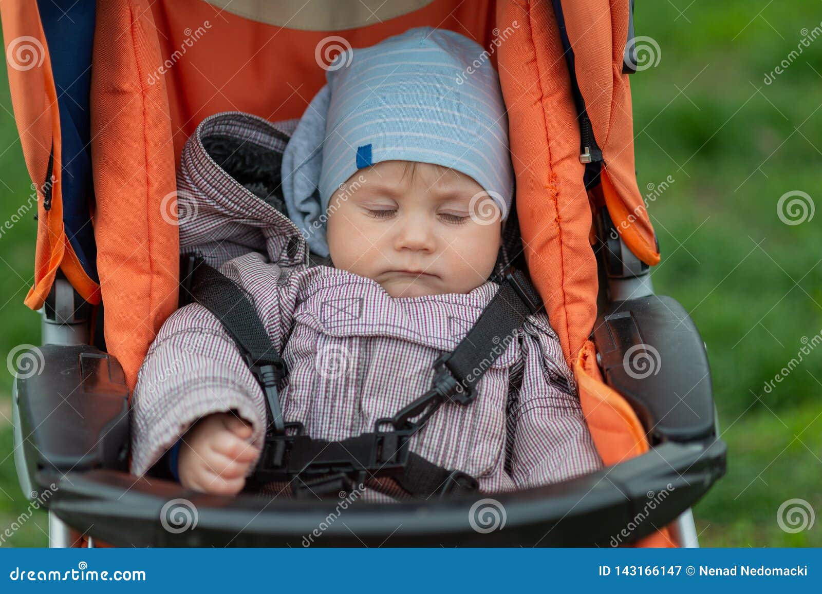 Cute Baby Boy Sleeping in a Stroller Stock Image - Image of camera ...
