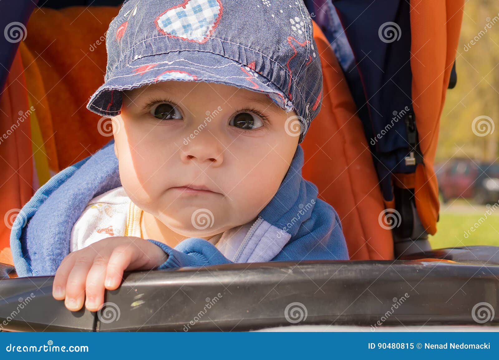 Cute Baby Boy in a Stroller Stock Image - Image of baby, growth: 90480815